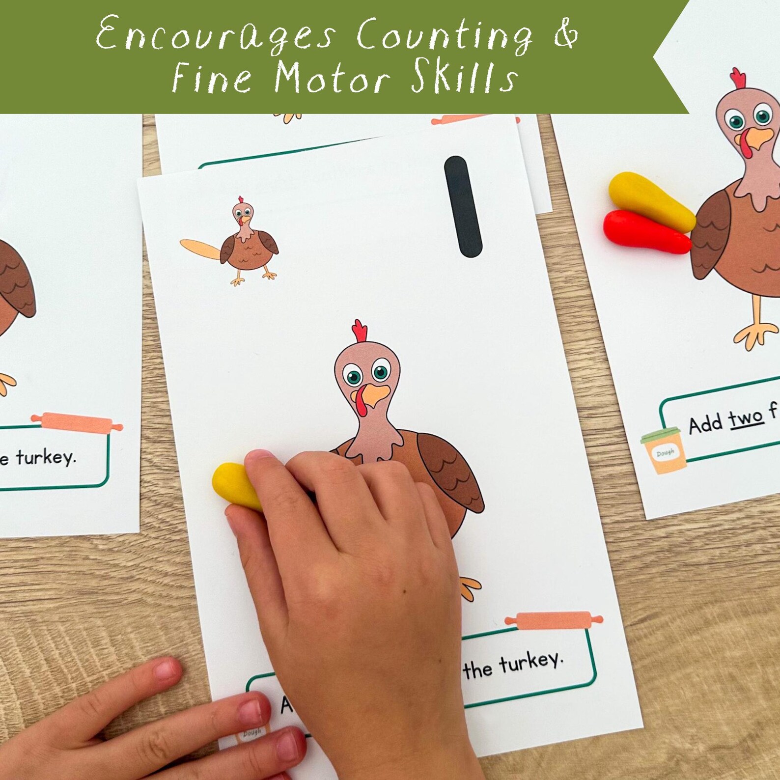 Preschool Playdough Mat Thanksgiving Activity – Turkey Counting Game ...
