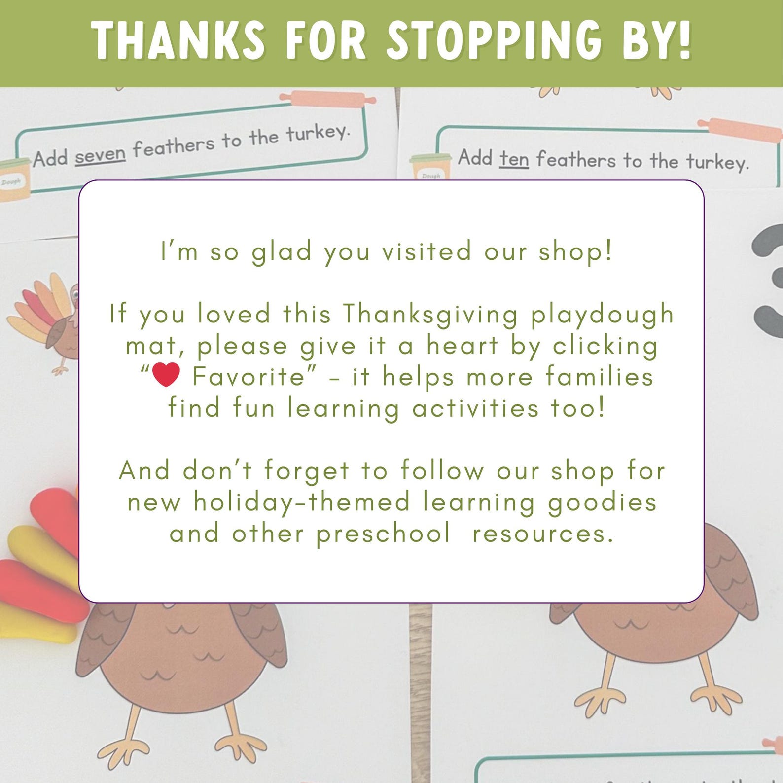 Preschool Playdough Mat Thanksgiving Activity – Turkey Counting Game ...