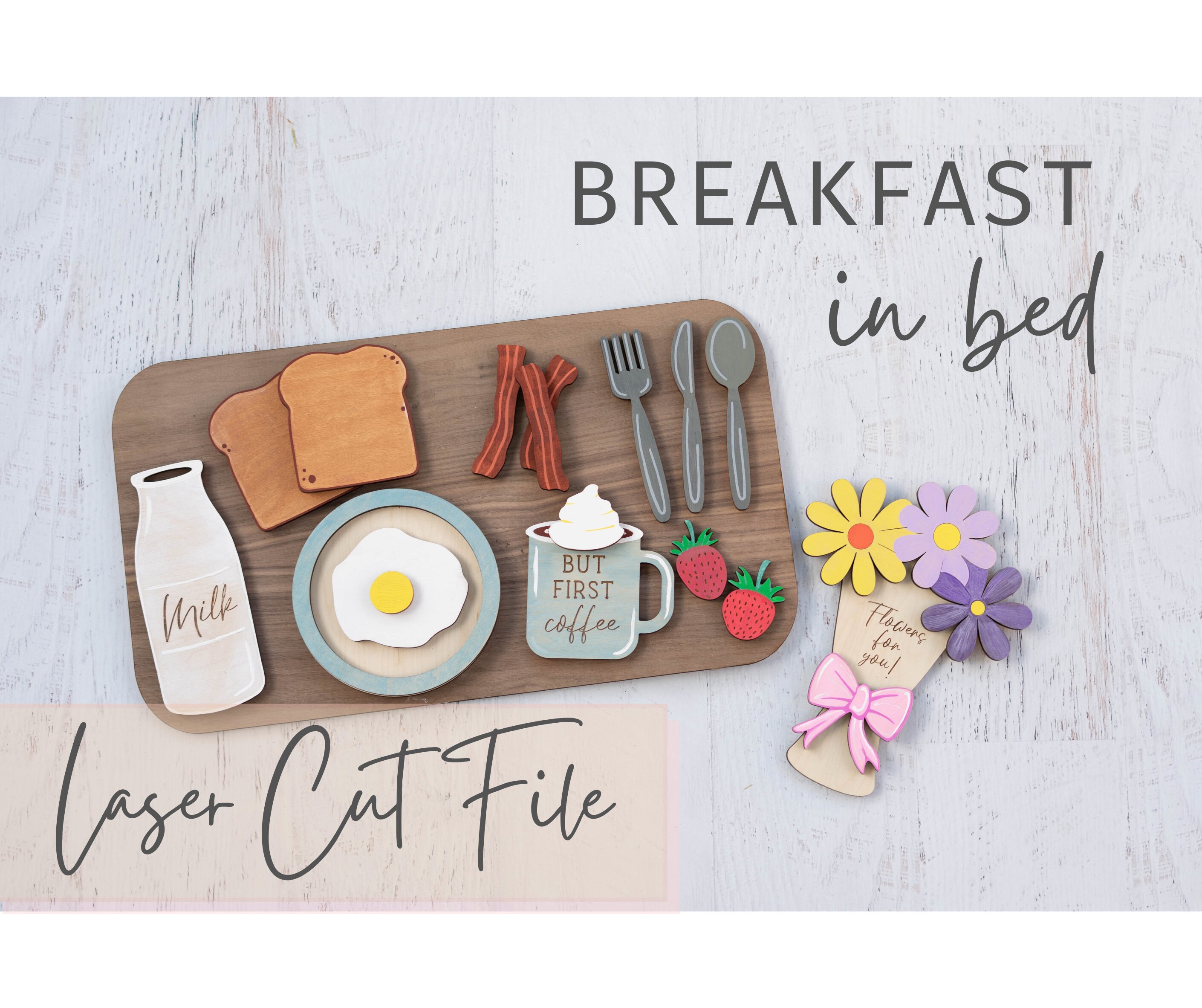 Breakfast in Bed Laser Cut File SVG for Glowforge Digital Cut - Etsy Canada