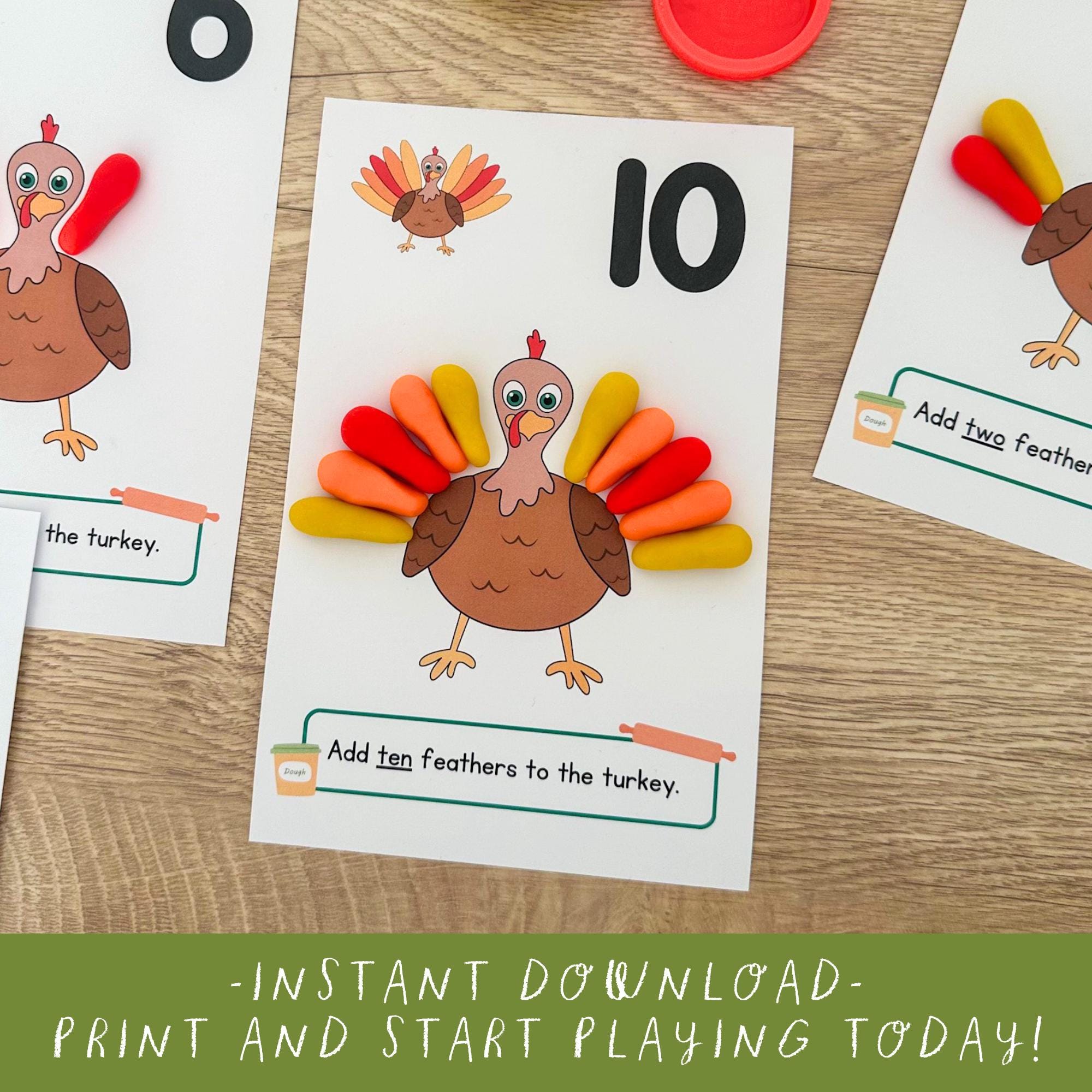 Preschool Playdough Mat Thanksgiving Activity – Turkey Counting Game ...