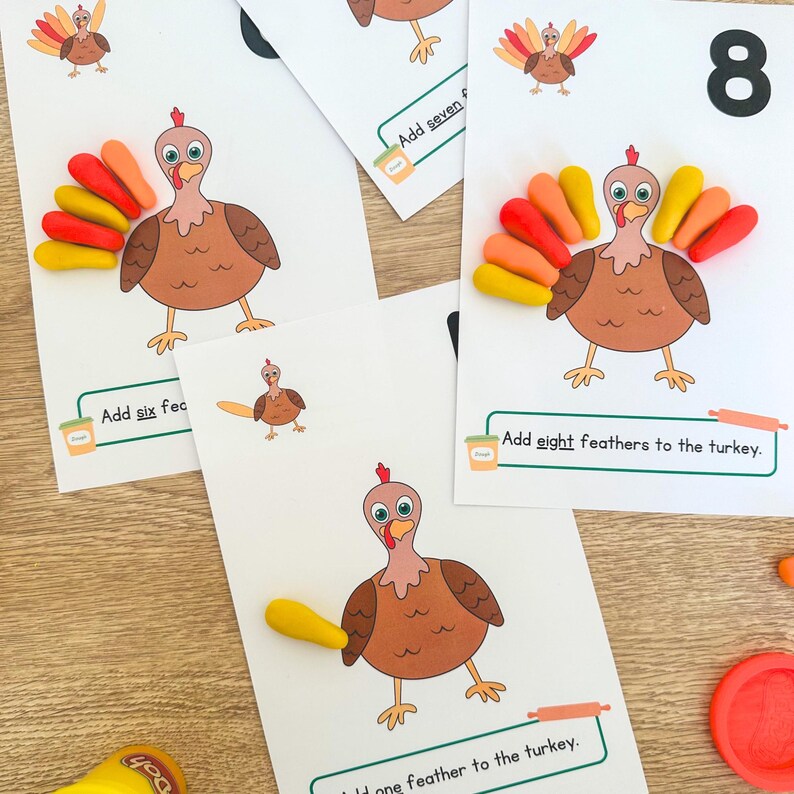 Preschool Playdough Mat Thanksgiving Activity – Turkey Counting Game ...
