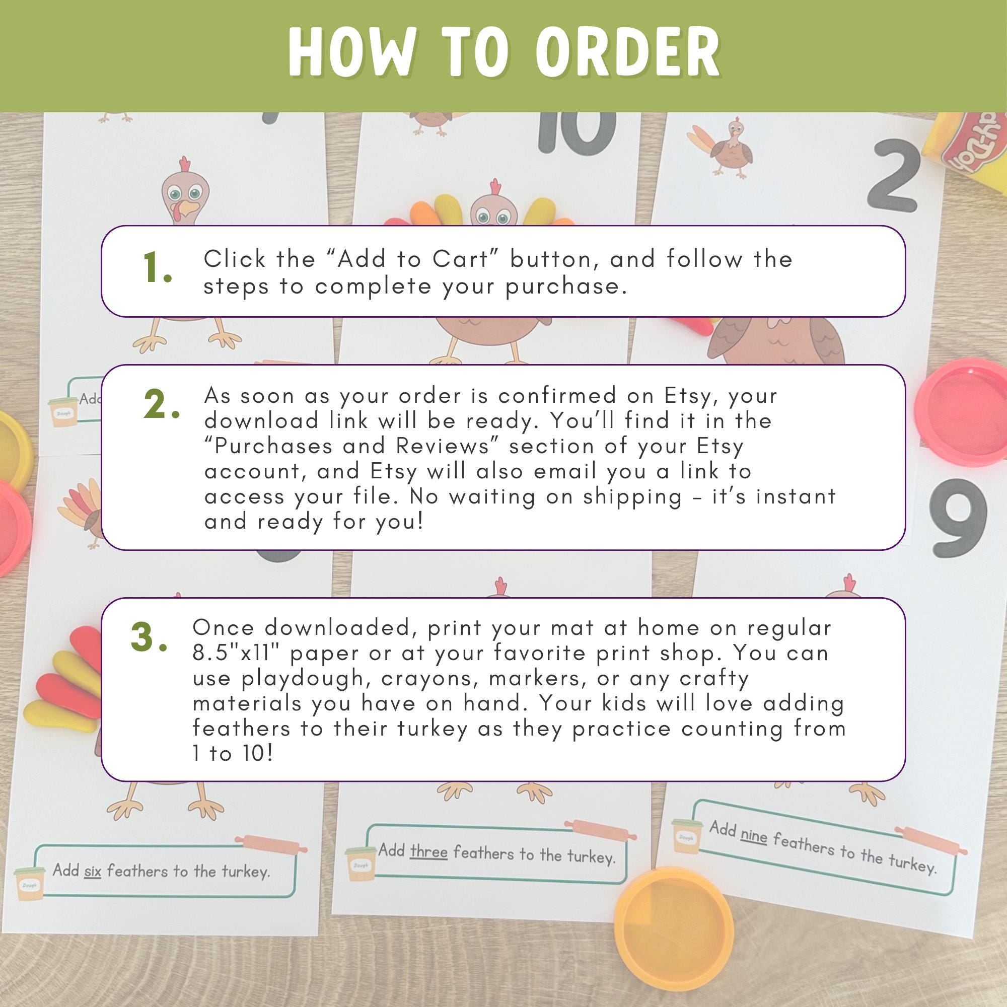 Preschool Playdough Mat Thanksgiving Activity – Turkey Counting Game ...