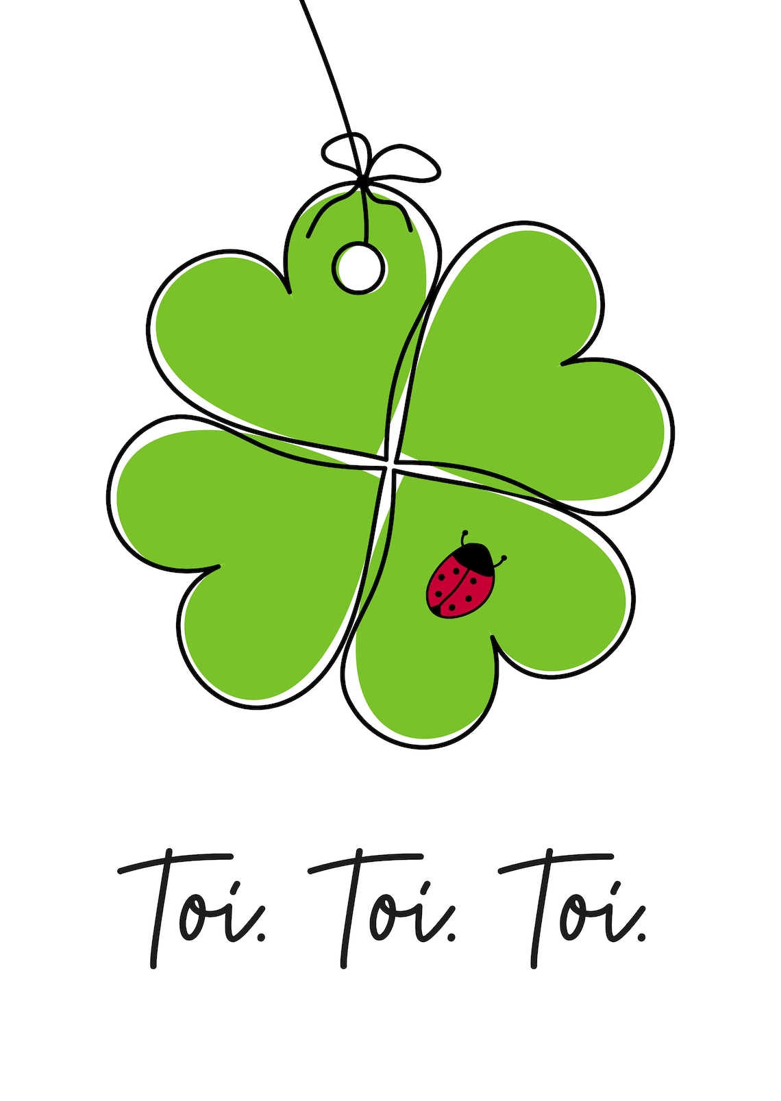 Postkarte, Toi-toi-toi, einem Menschen positiven Erfolg wünschen ...