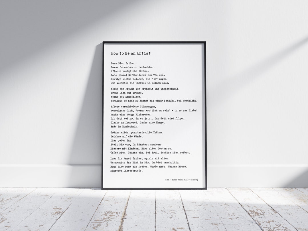 Poster, Declaration of Love to Life, How to Be an Artist, SARK, Susan ...