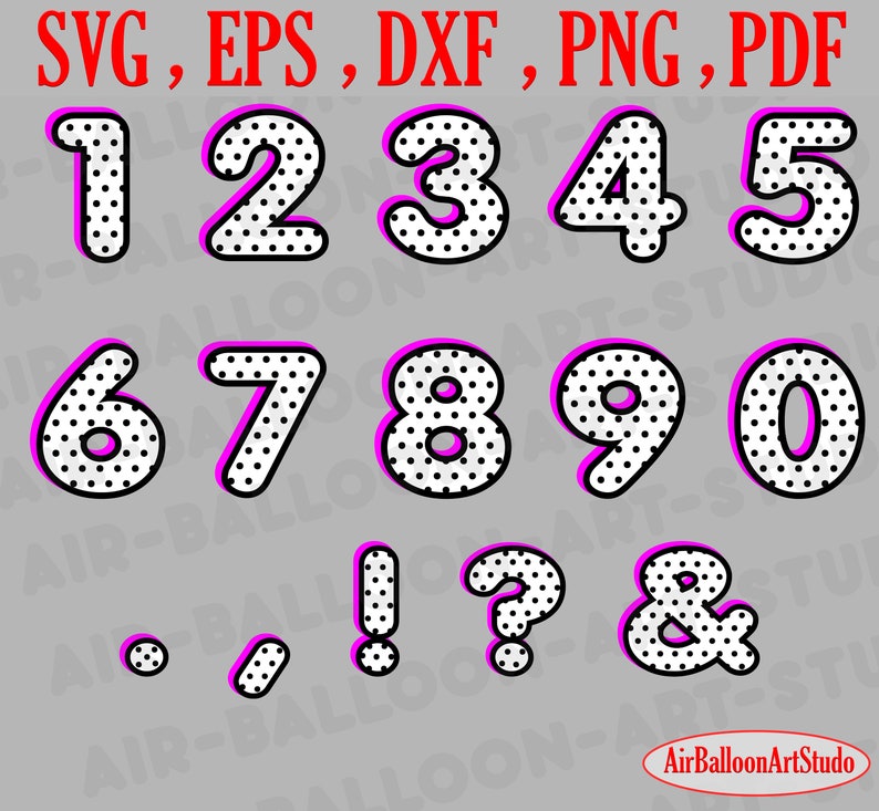 Polka Dot Numbers Svg Pink Polka Dot Svg Polka Dot Svg Number | Etsy