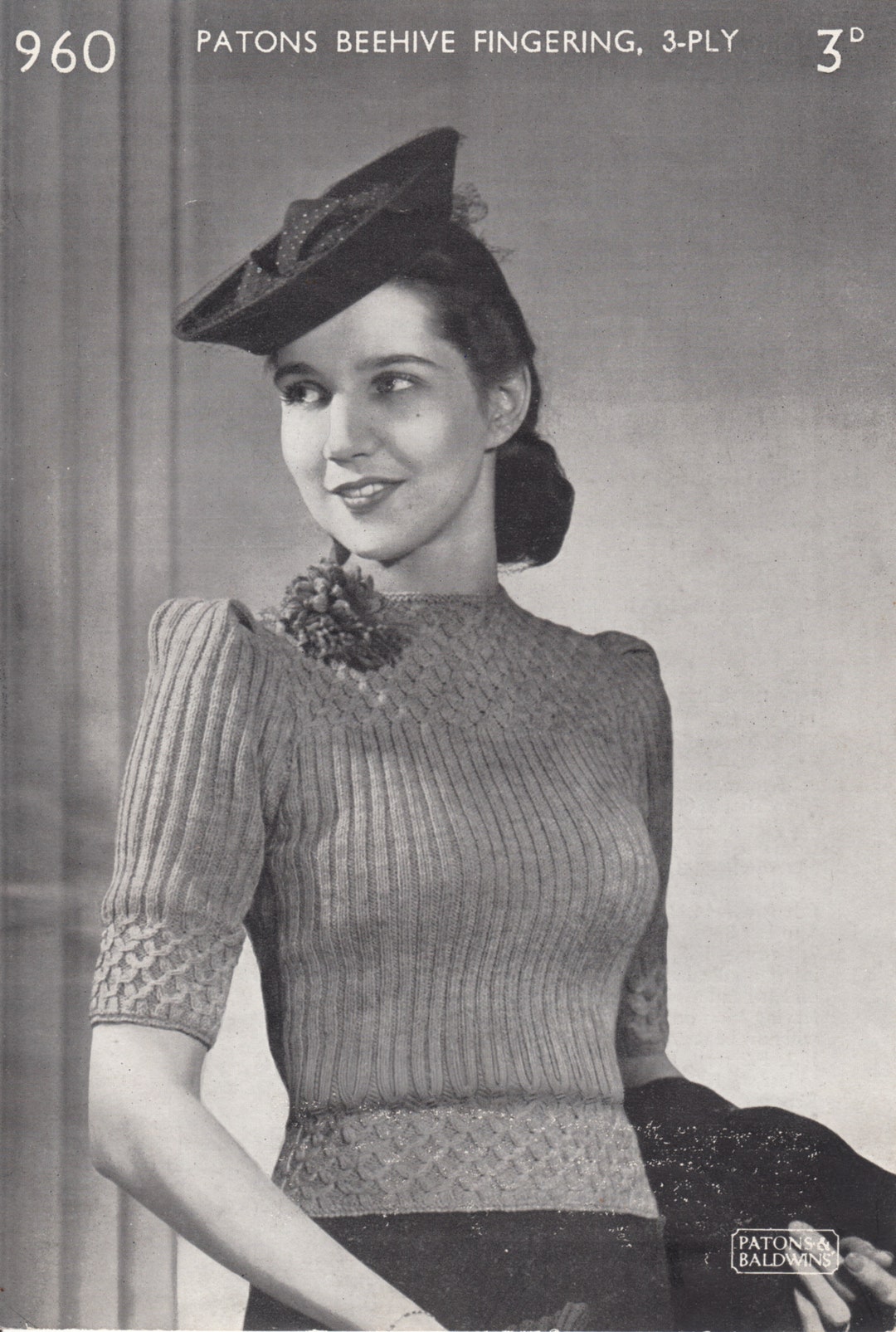 Pdf 1940s LADIES' SWEATER PATTERN, Wartime Ladies' Short-sleeve Jumper ...