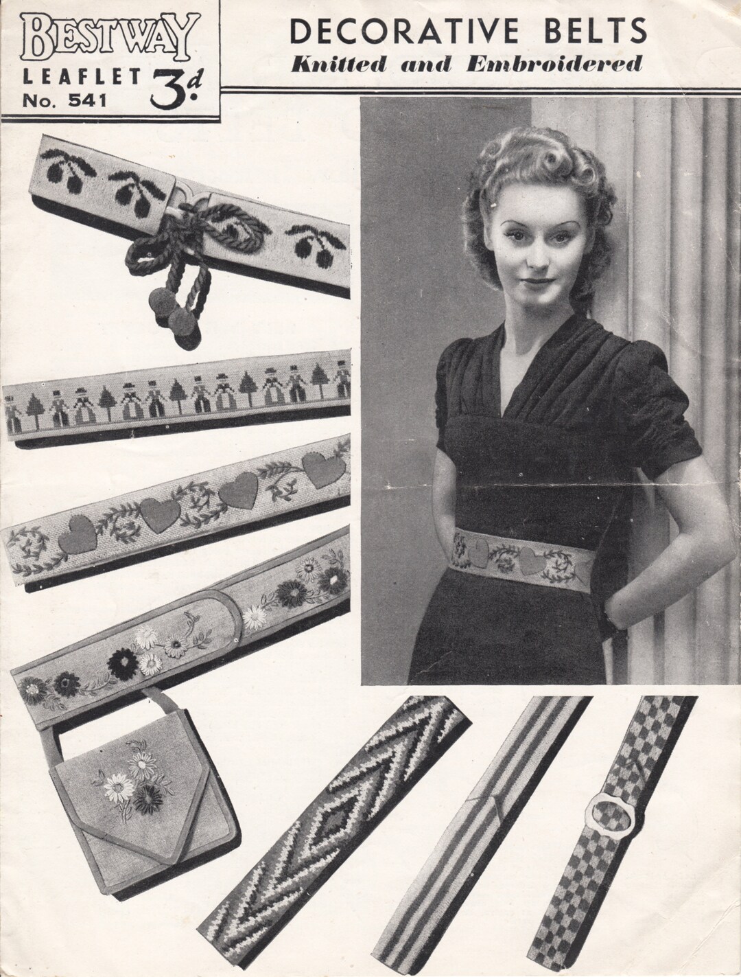 Pdf 1940s LADY'S DECORATIVE BELTS Pattern, Wartime Lady's Knitted Belt ...