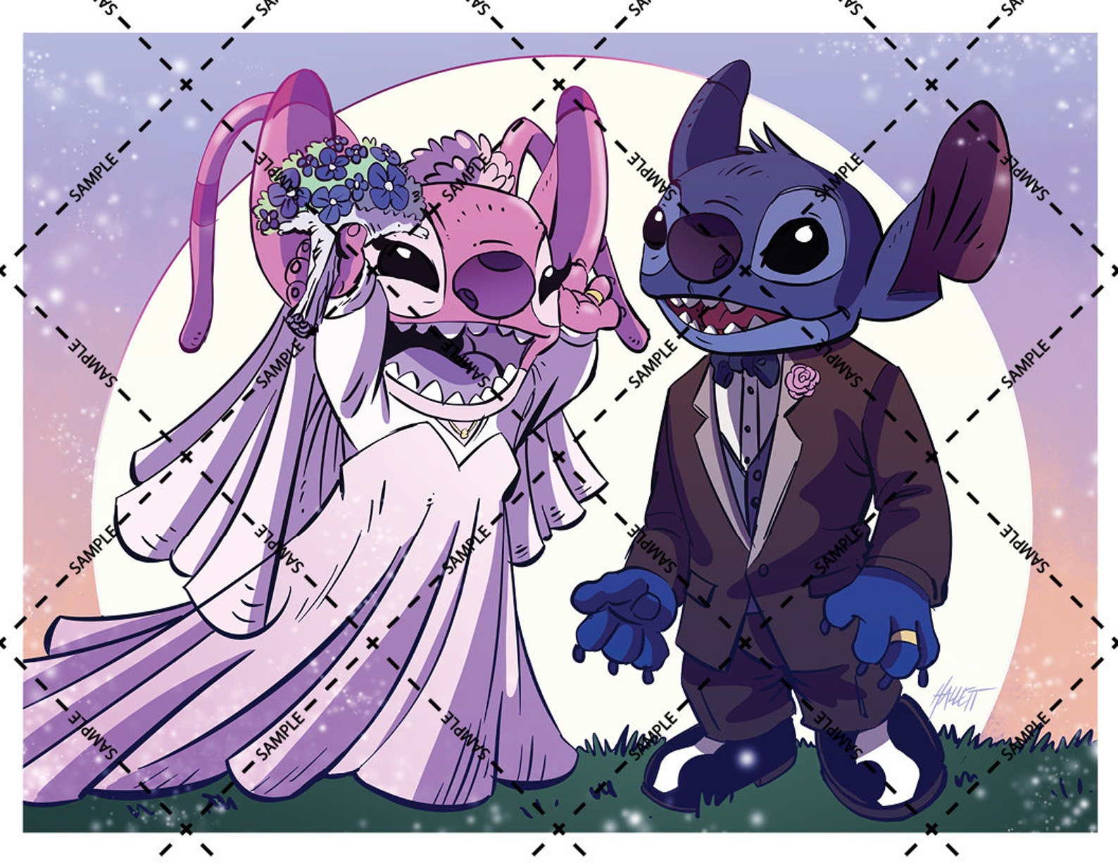 Parody Fan Art of Stitch & Angel Wedding | Etsy Australia