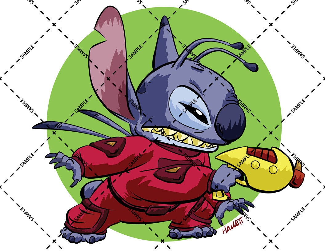 Parody Fan Art of Stitch Alien Form With Blaster | Etsy Australia