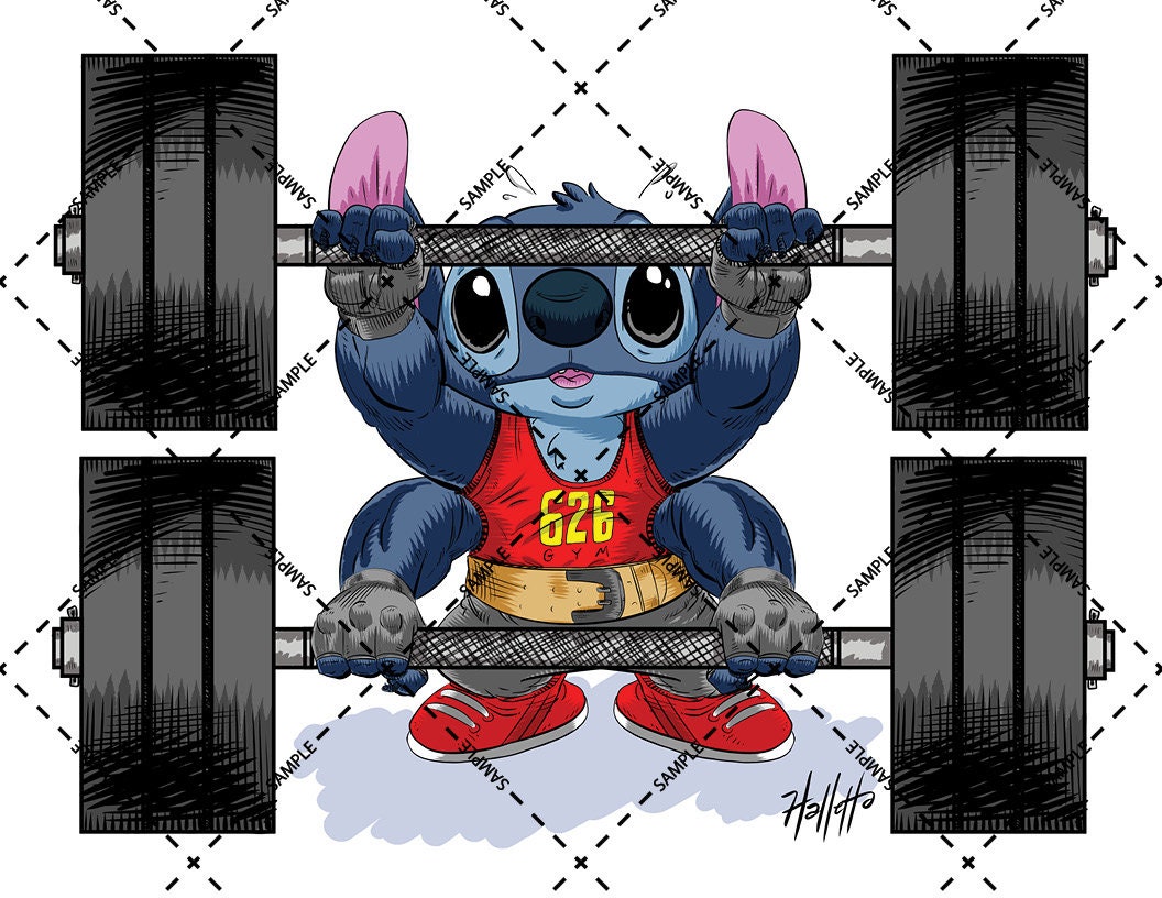 Parody Fan Art of Stitch Weightlifting | Etsy UK