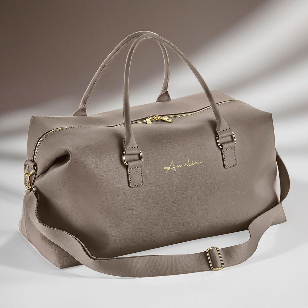 Taupe Boutique Weekender Bag Personalised With Name 3 Print Colours ...