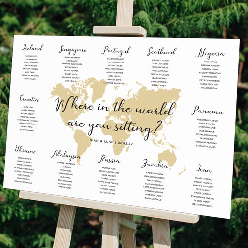 World Map Table Plan Seating Wedding - Etsy UK