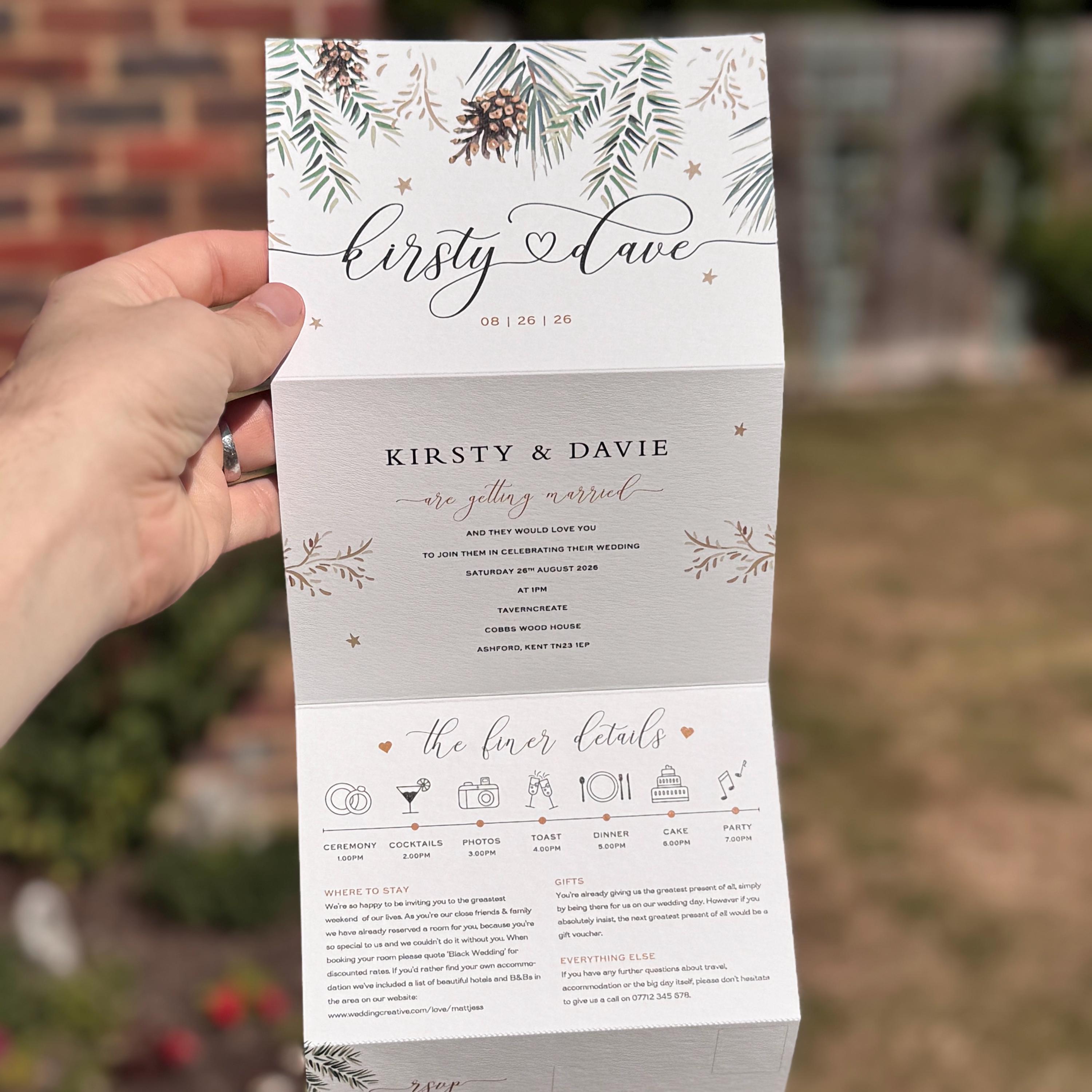 Winter Wedding Concertina Invitation: Festive Folded A6 Card - Etsy