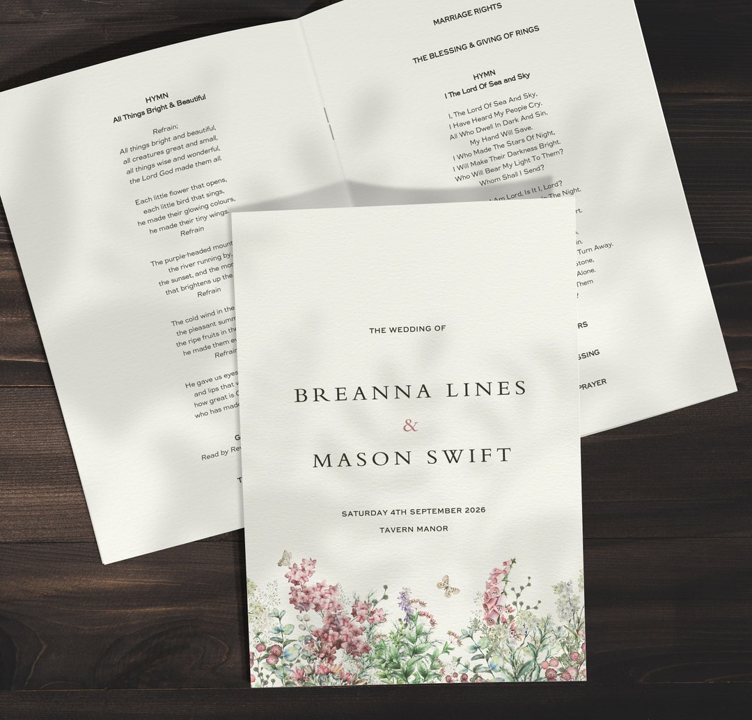 Church of England Wedding Ceremony Order of Service Wedding - Etsy