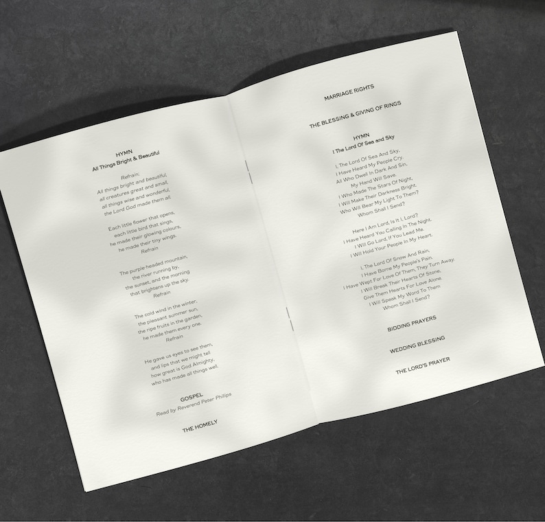 Venue Sketch Order of Service Booklet Personalised Wedding Ceremony ...