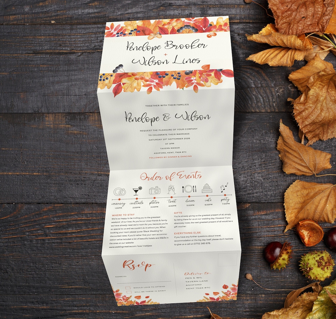 Wedding Invitation Concertina Wedding Invite Wedding - Etsy
