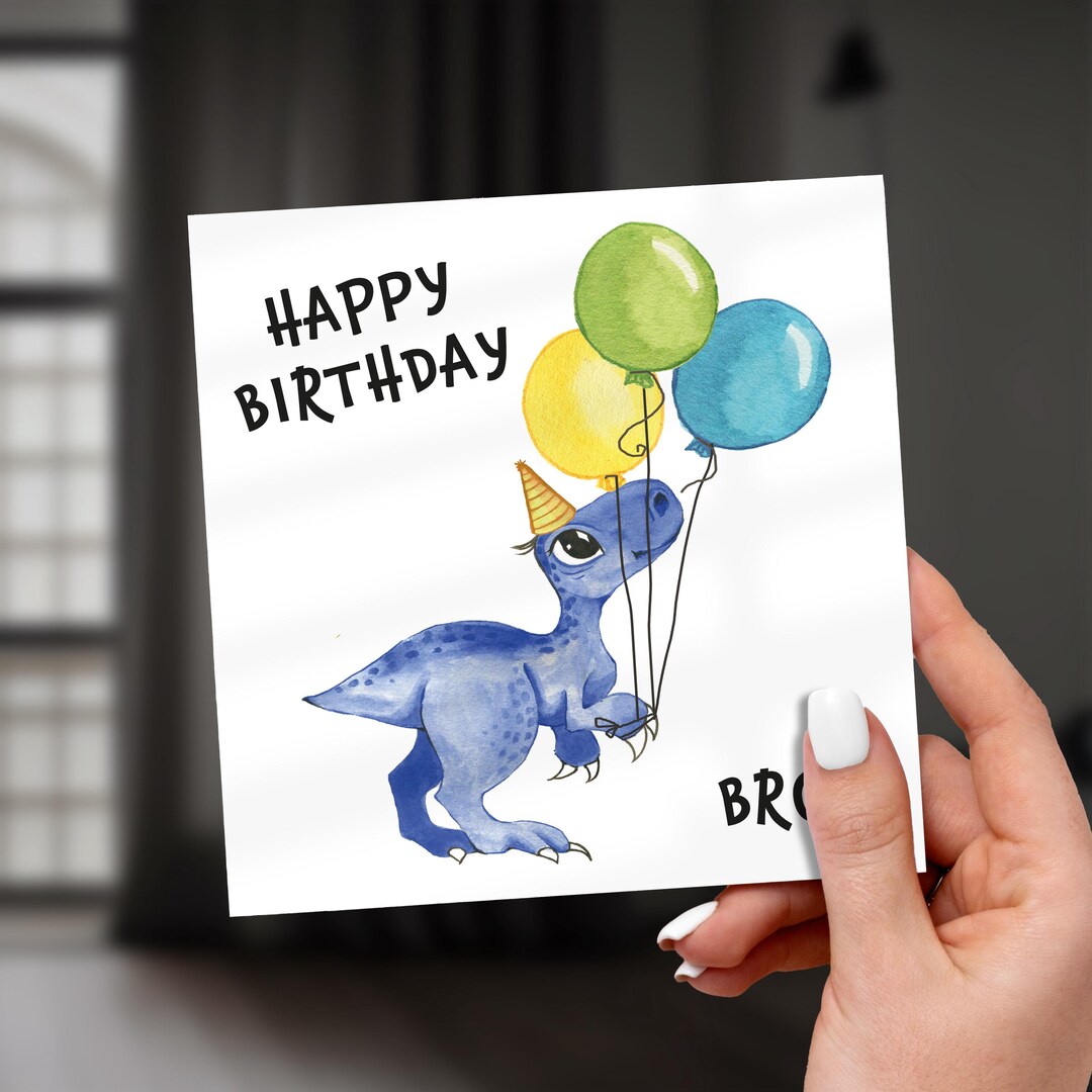 Happy Birthday Bro, Bro Birthday Card, Dinosaur Card Bro, Dino Birthday ...