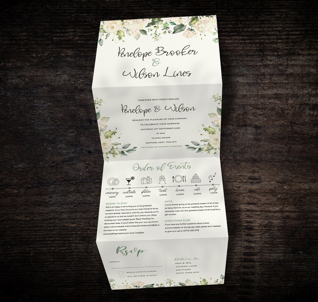 Wedding Invitation, Concertina Wedding Invite, Wedding Invitations ...
