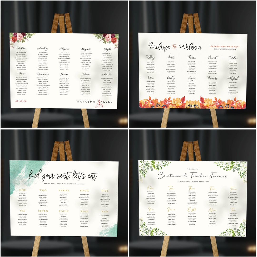 Seating Plan A1, A2, A3 Mounted to 3mm Foam Board Ready to Use as Many ...