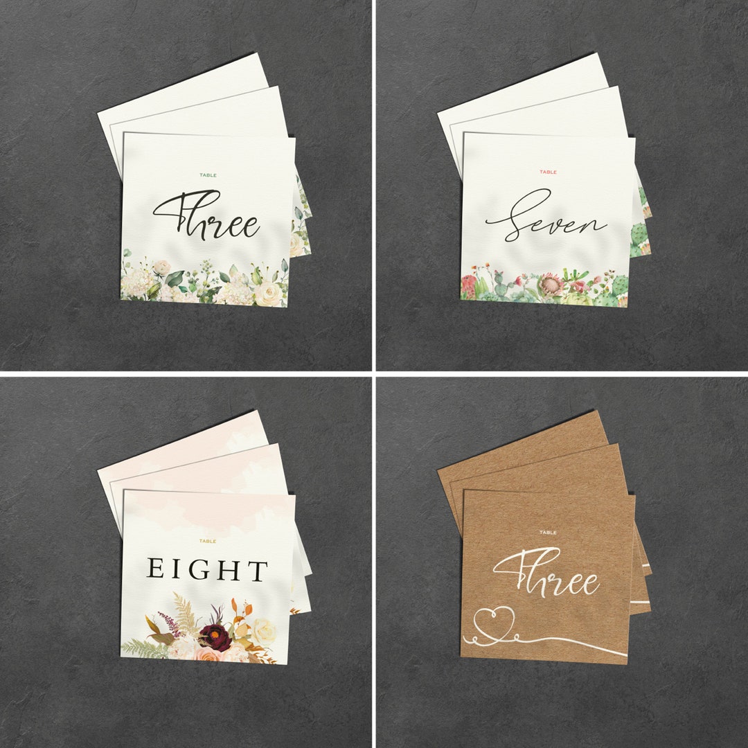 Wedding Table Name Signs for Holders 148x148mm Flat Printed Double ...