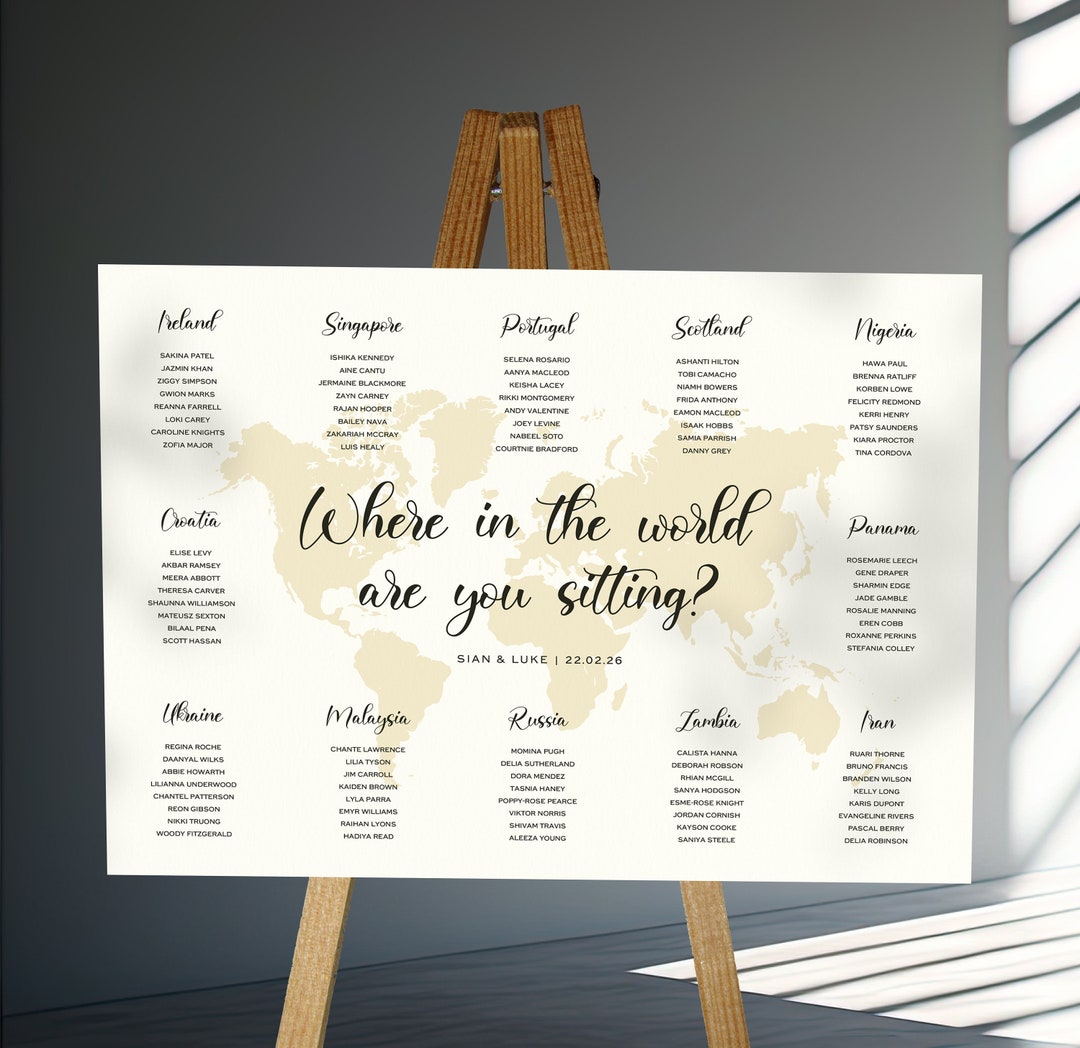 Destination Table Plan Wedding, Where in the World Am I Sitting, Are ...