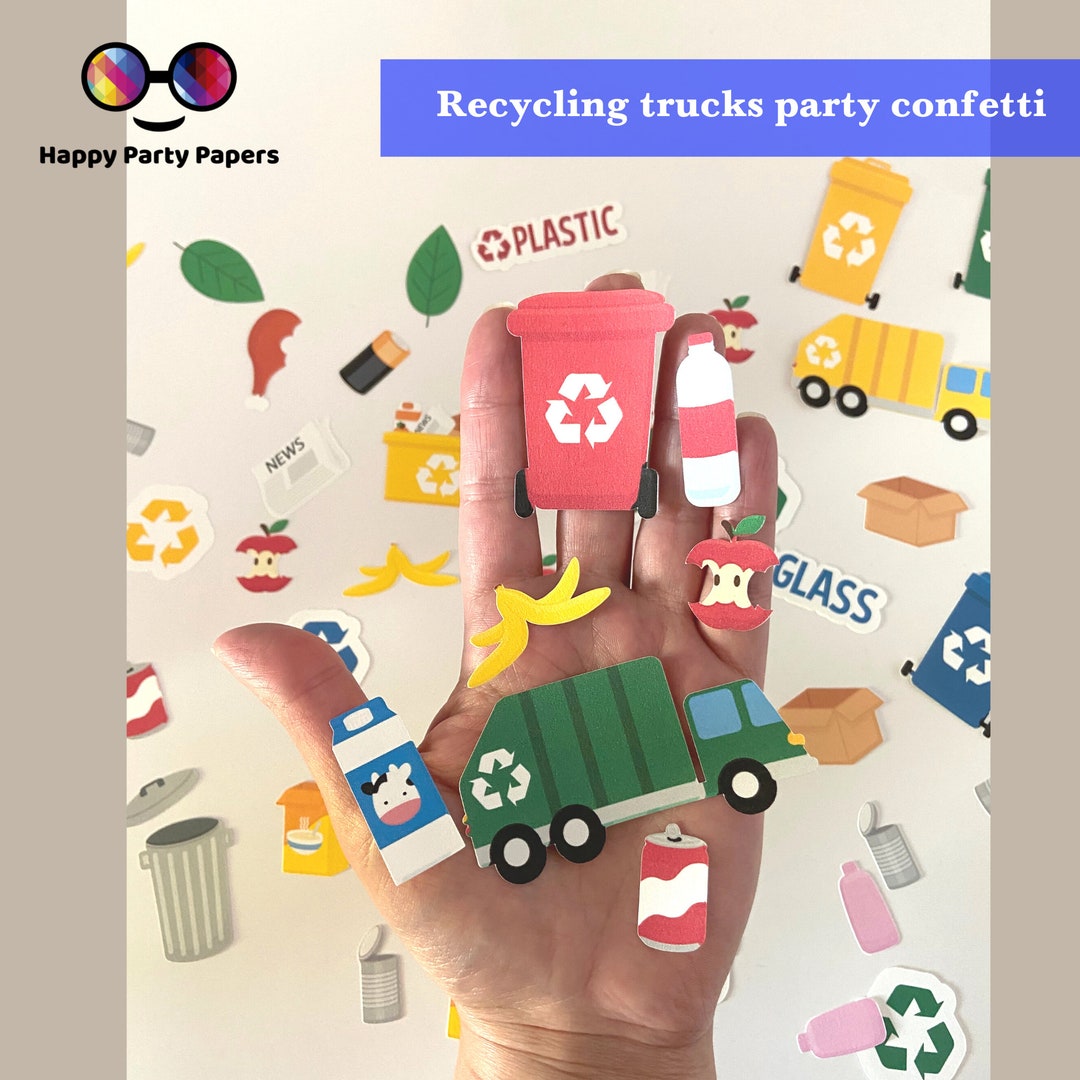 100 Pieces Paper Garbage Truck Party Confetti, Garbage Truck Party ...