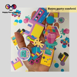 100 Pieces Retro Paper Party Confetti, Retro Party Decor, 90's Confetti ...