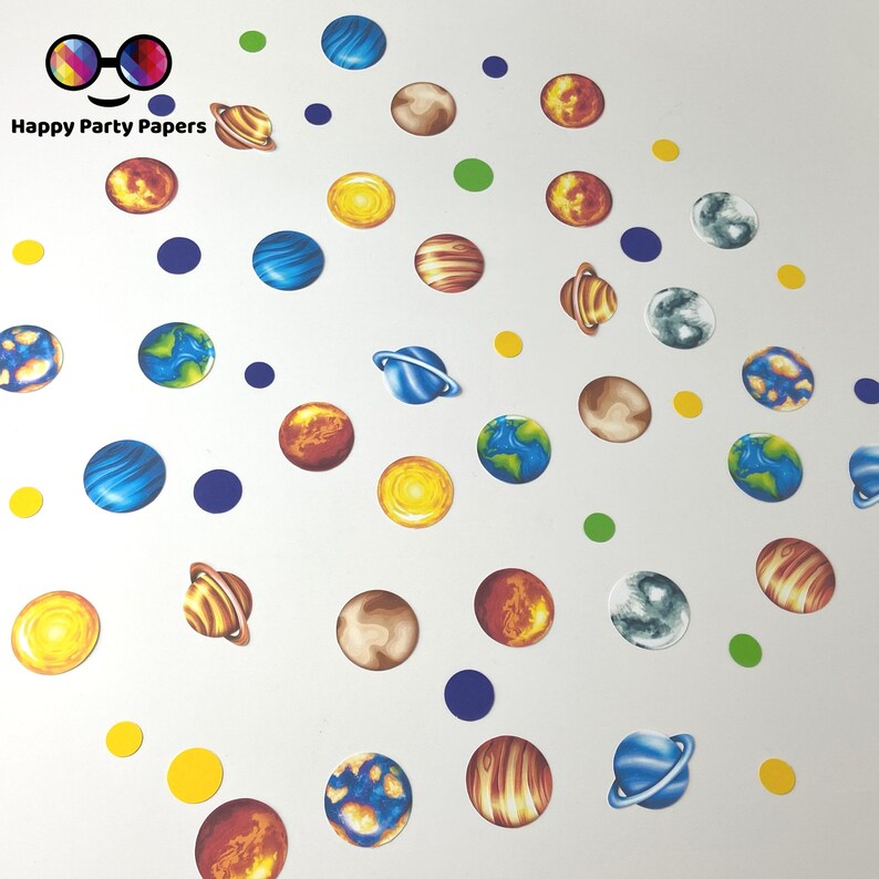 100 Pieces Planets Party Paper Confetti, First Trip Around the Sun ...