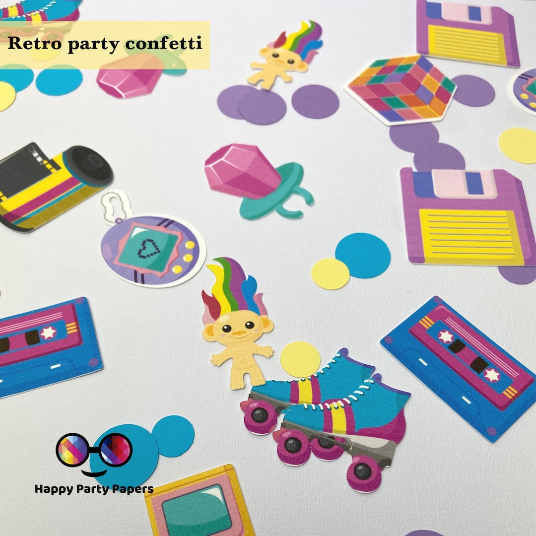 100 Pieces Retro Paper Party Confetti, Retro Party Decor, 90's Confetti ...