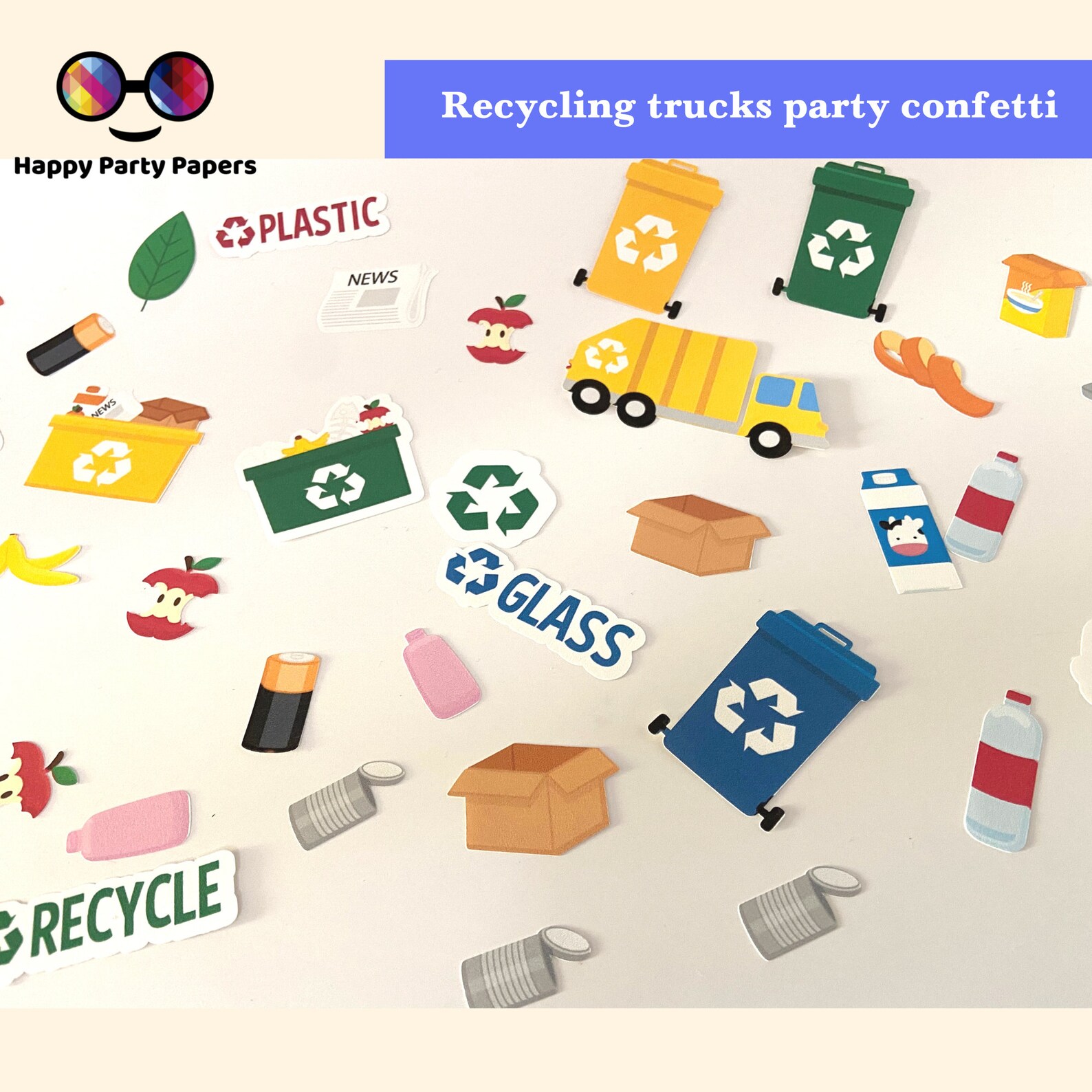 100 Pieces Paper Garbage Truck Party Confetti, Garbage Truck Party ...