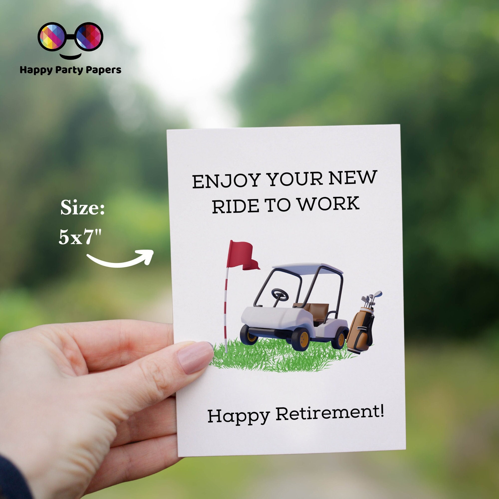 Happy Retirement Card Golf Cart Card Retirement Card Printed Card Card ...