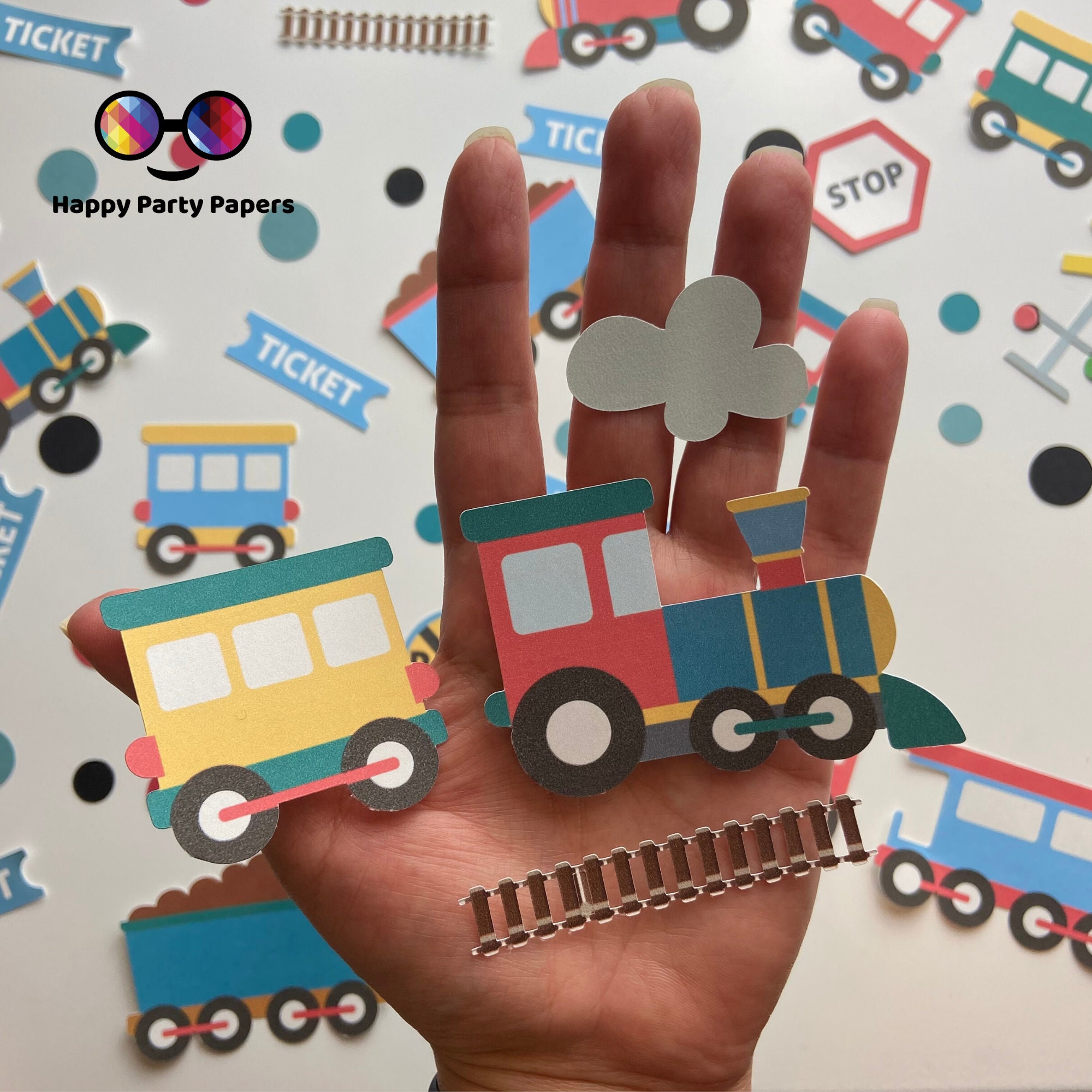 100 Pieces Paper Vintage Train Party Confetti, Train Party Decor, Choo ...