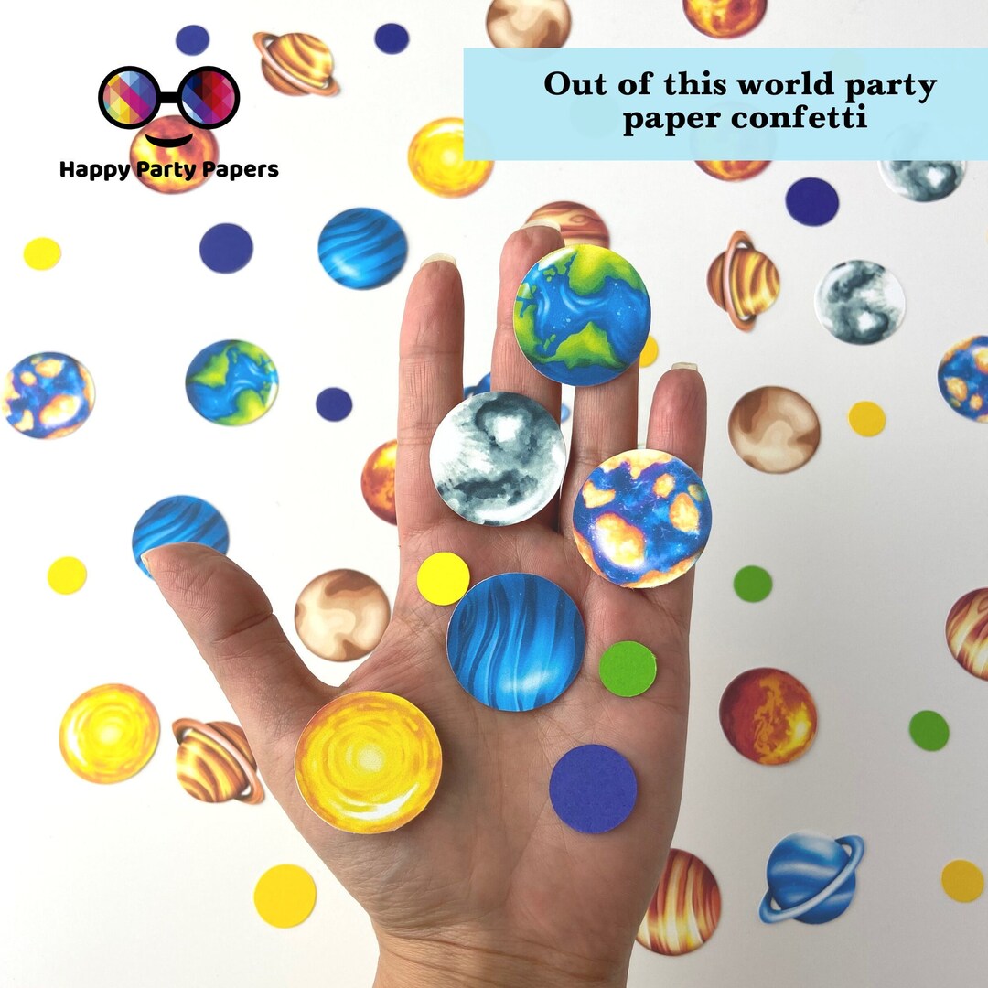 100 Pieces Planets Party Paper Confetti, First Trip Around the Sun ...