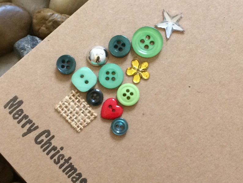 Rustic Handmade Christmas Cards Button Christmas Card Button | Etsy