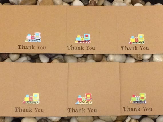 Pack of 6 Handmade Thank You Cards Train Button Train Boy | Etsy