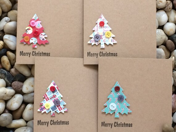 3d Rustic Christmas Tree Cards Handstamped Christmas Card | Etsy UK