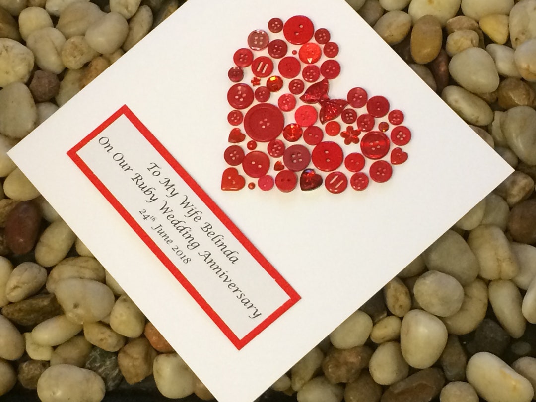 40th Wedding Anniversary Card, Ruby Anniversary Card, Personalized ...