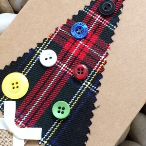 4 Pack Nollaig Chridheil Scottish Tartan Christmas Tree Cards, Rustic ...
