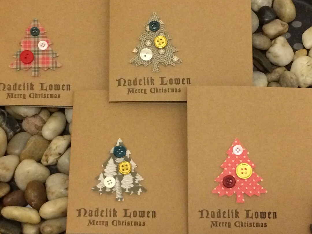4 Pack 'nadelik Lowen' Cornish Christmas Tree Cards - Etsy