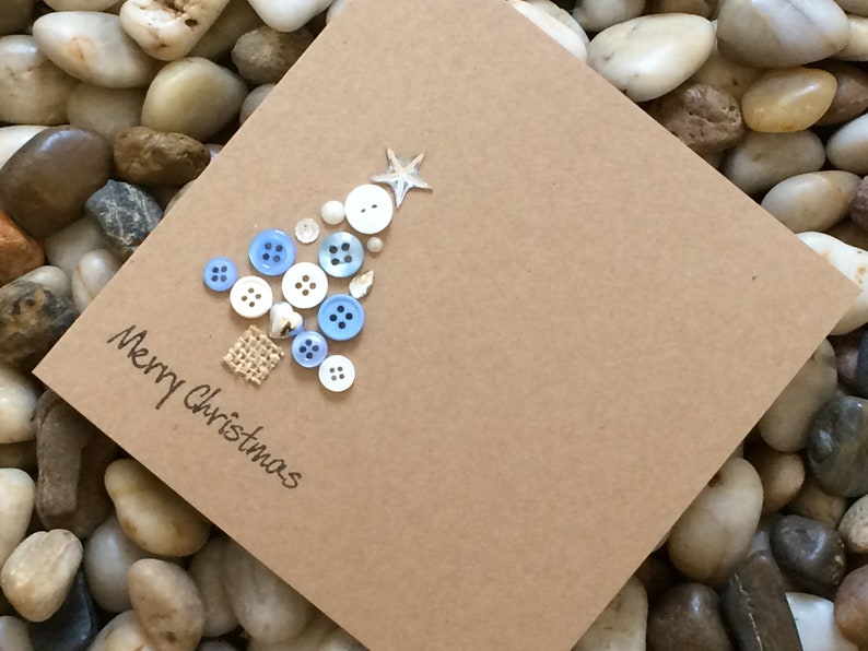 4 Pack Luxury Rustic Christmas Tree Cards Blank Handmade | Etsy