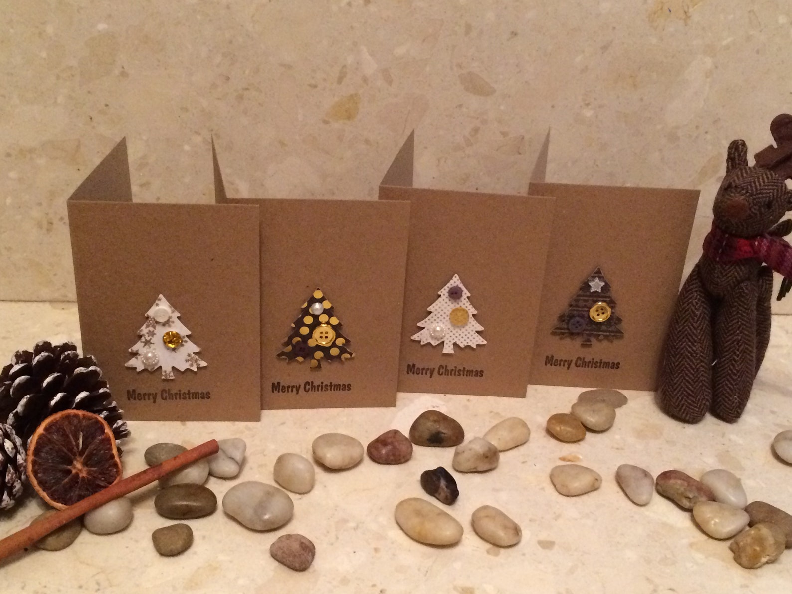 4 Pack Handmade Christmas Card Set Christmas Tree Cards 3d - Etsy UK