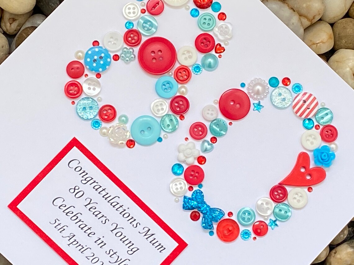 Handmade 80th Birthday Card 80th Birthday Gift Card for - Etsy