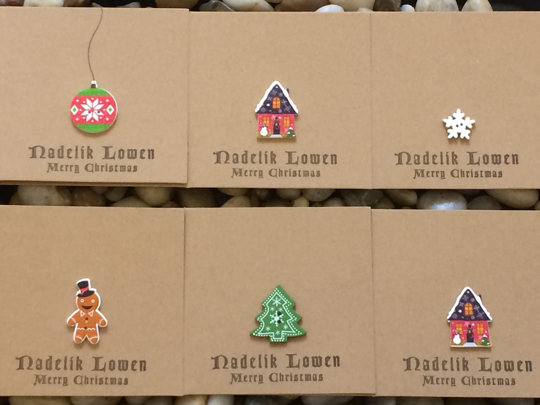 6 Pack 'nadelik Lowen' Cornish Christmas Tree Cards - Etsy