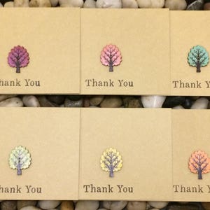 Handmade Thank You Cards Pack of 6, Tree, Button Tree, Thank You for My ...