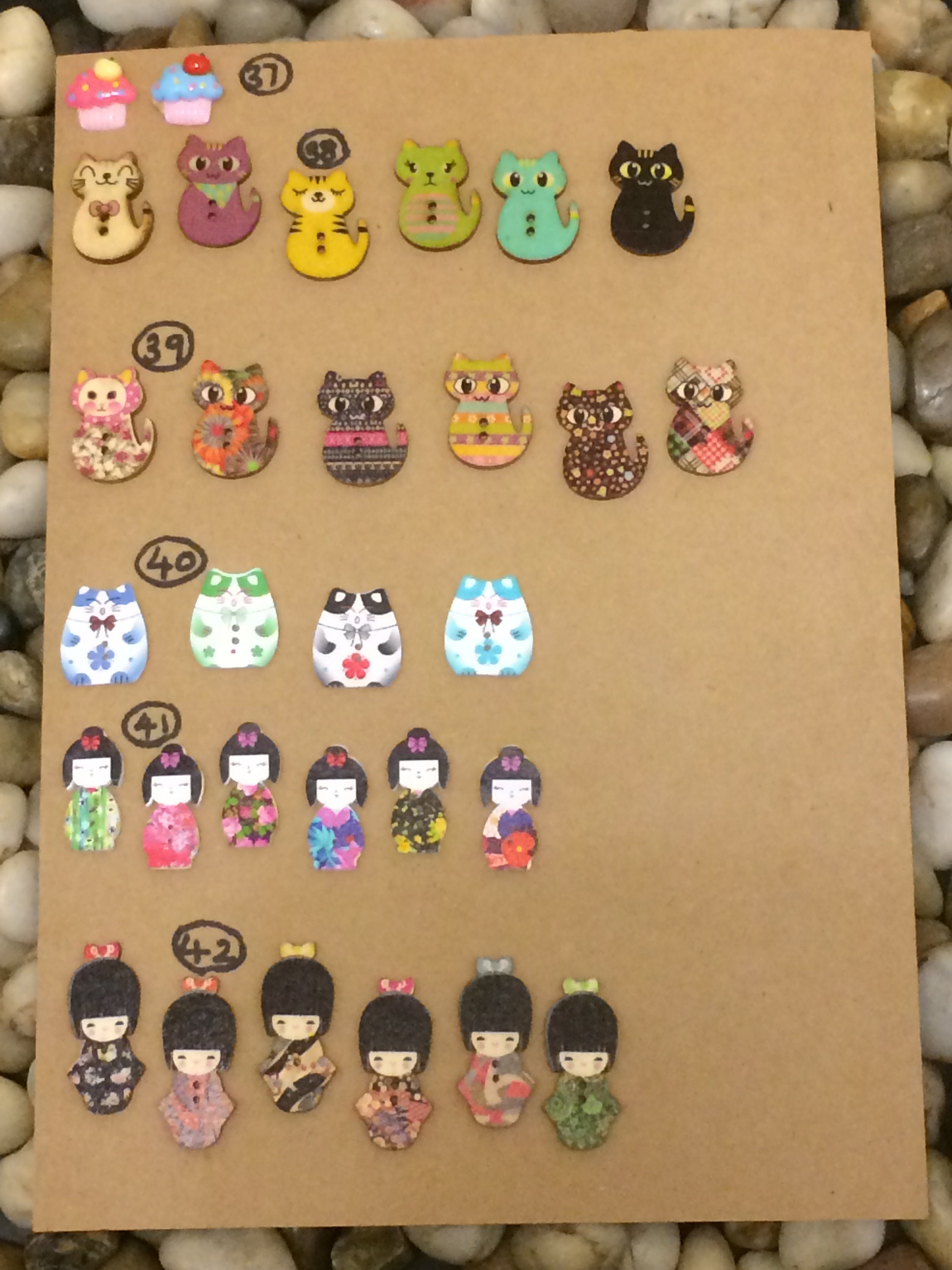 Pack of 6 Handmade Thank You Cards Japanese Doll Button | Etsy