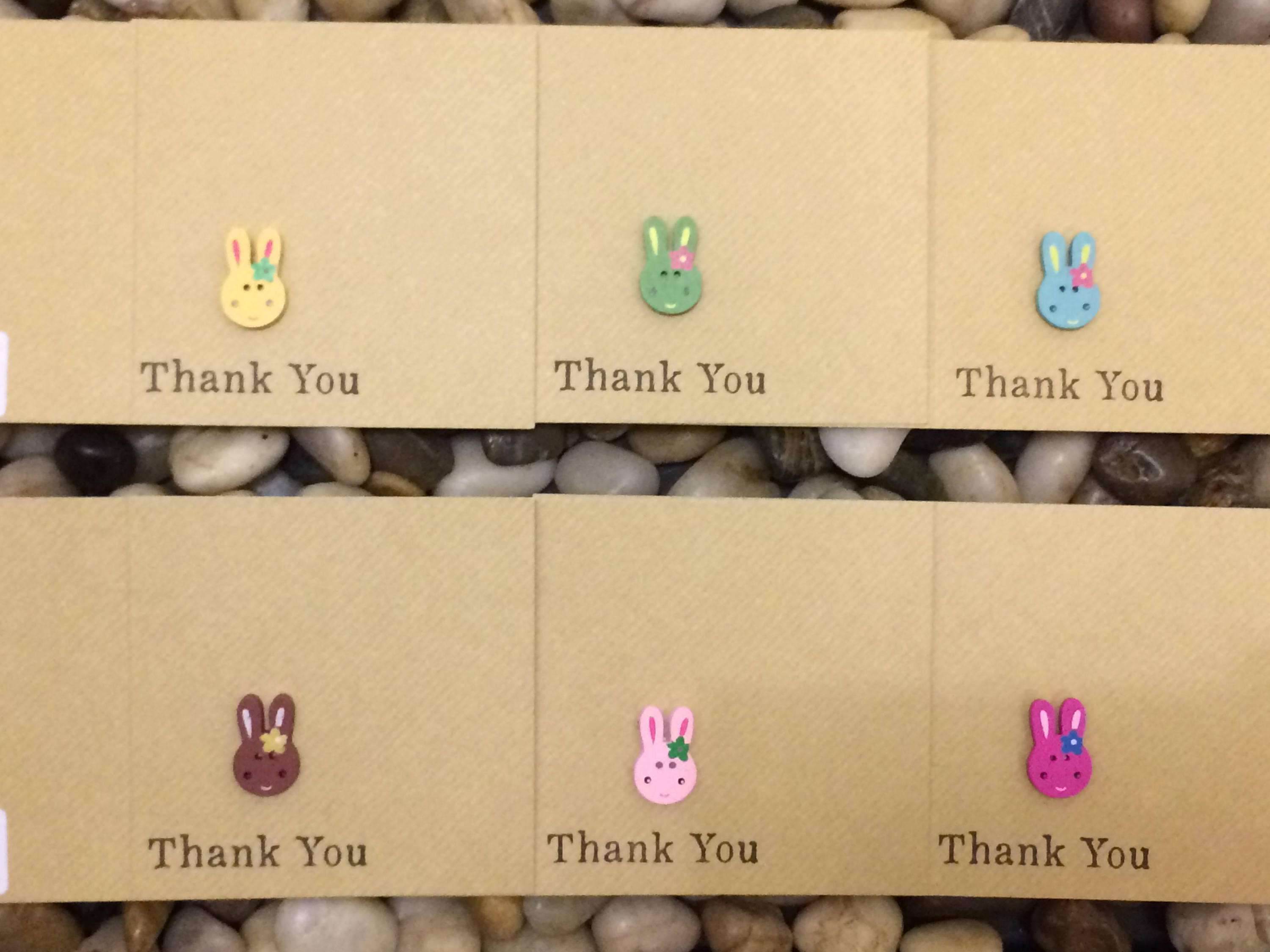 Pack of 6 Handmade Thank You Cards Rabbit Button Rabbit | Etsy