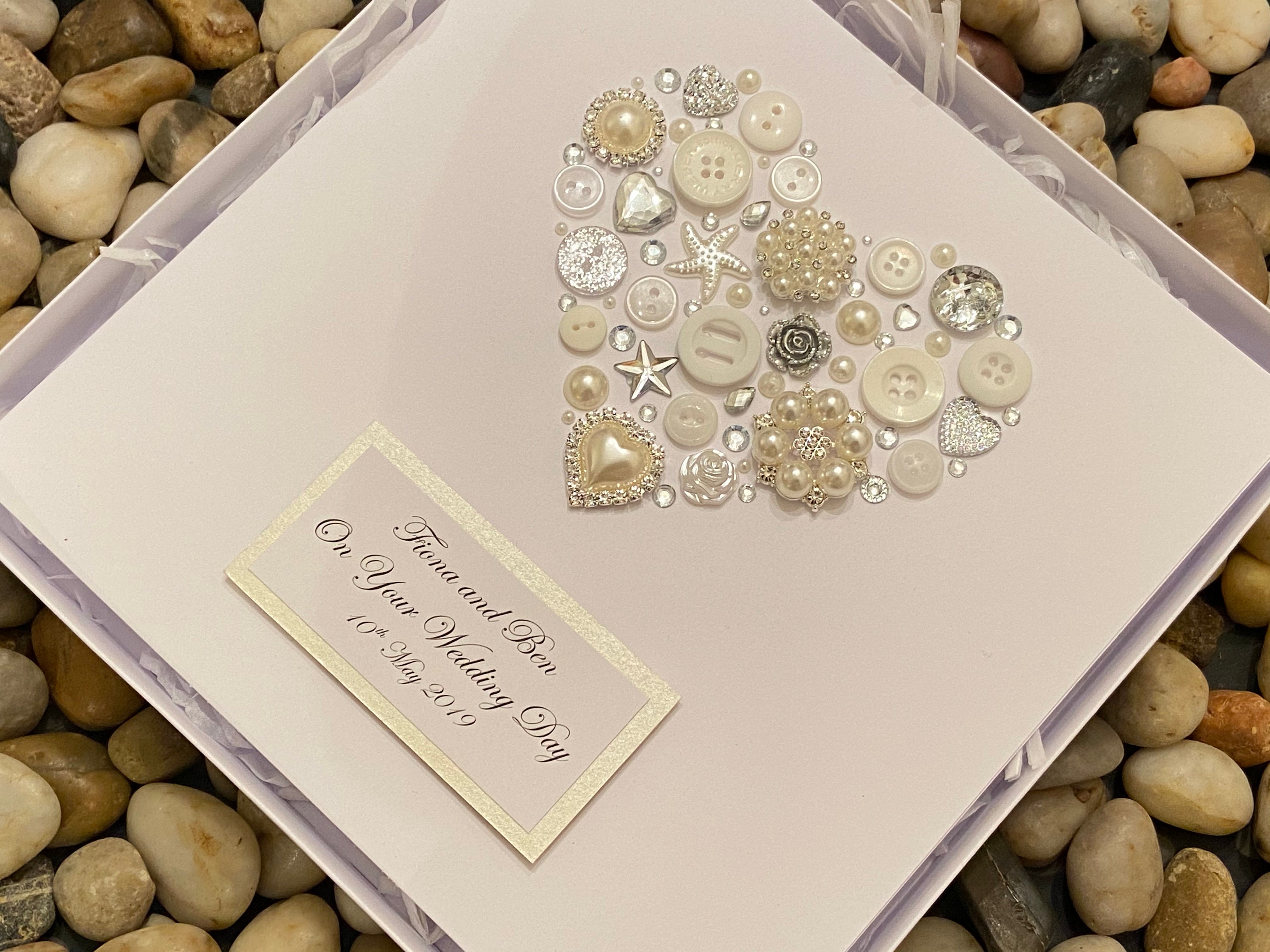 Wedding Day Card Personalised Crystals and Rhinestones | Etsy