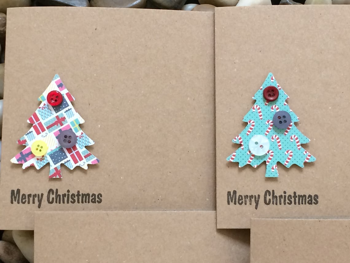3d Rustic Christmas Tree Cards Handstamped Christmas Card - Etsy UK