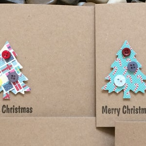 3d Rustic Christmas Tree Cards, Handstamped Christmas Card, Jolly ...