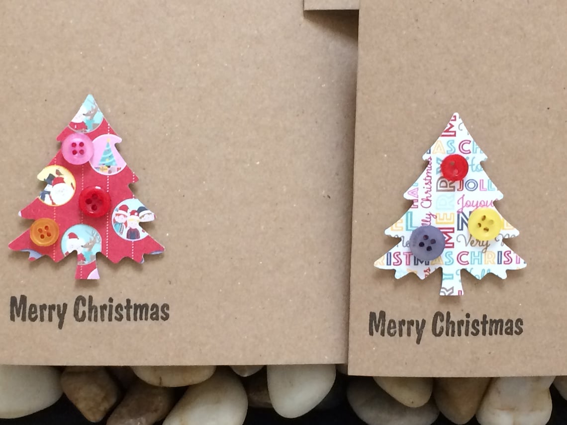 3d Rustic Christmas Tree Cards Handstamped Christmas Card - Etsy UK